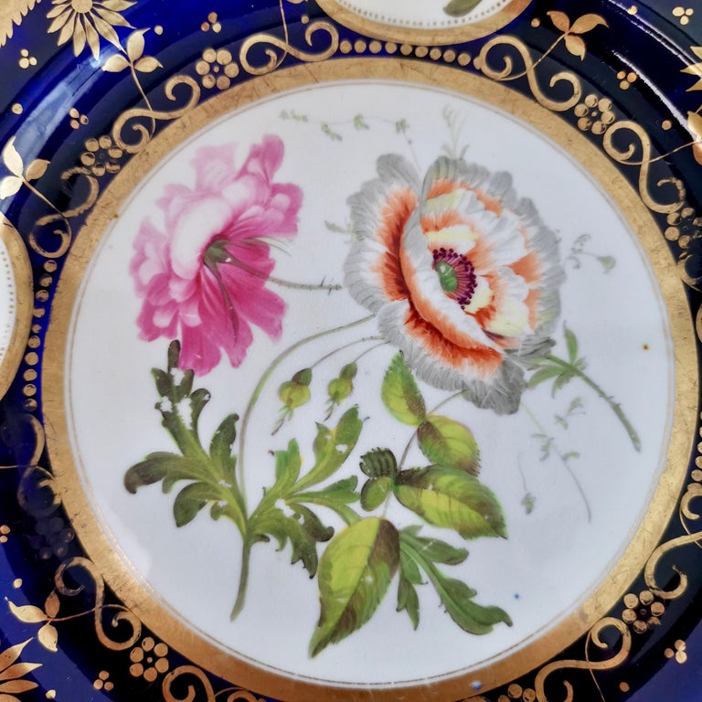 Machin Dessert Service, Moustache Shape, Cobalt Blue with Flowers, ca ...