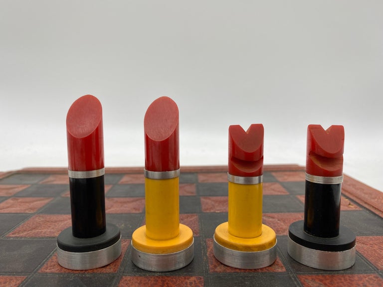 Machine Age Art Deco Bakelite Chess Set w/ Machined Alumminum Bases For ...