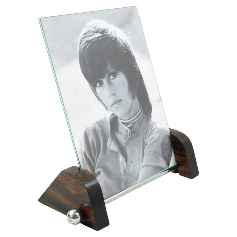 Maschinenzeitalter/ Art déco-Bilderrahmen aus Chrom und Makassar-Holz ...