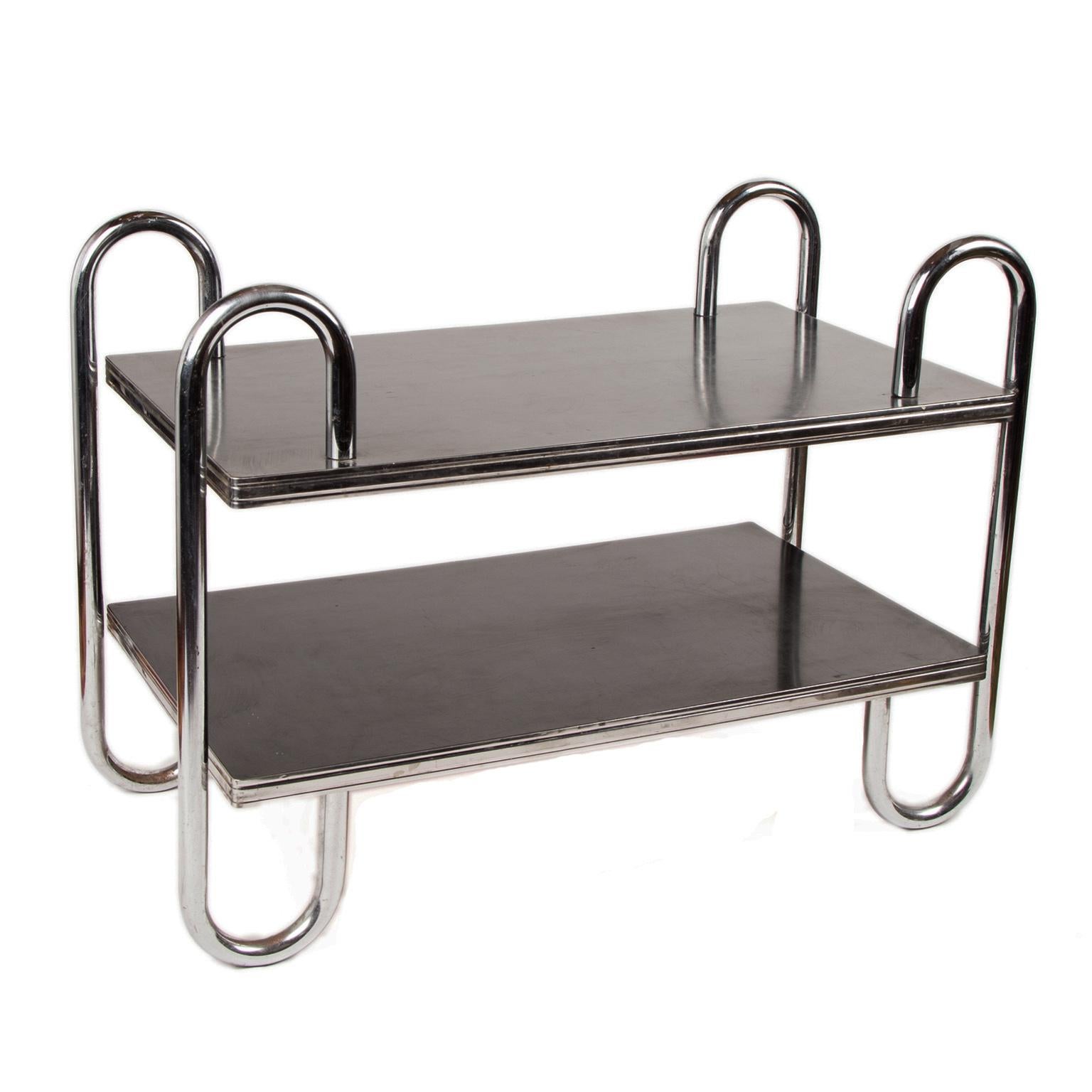 Machine Age Art Deco Chrome Table by Doehler furniture in the manner of ...