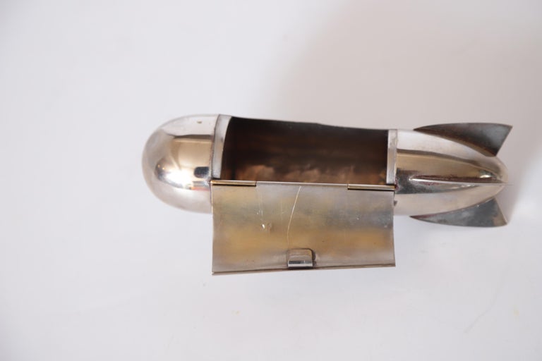 Machine Age Art Deco Chrome Zeppelin Cigarette Holder or Trinket Box at ...