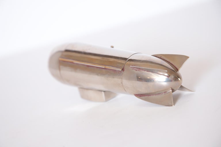 Machine Age Art Deco Chrome Zeppelin Cigarette Holder or Trinket Box at ...