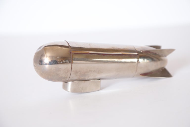 Machine Age Art Deco Chrome Zeppelin Cigarette Holder or Trinket Box at ...