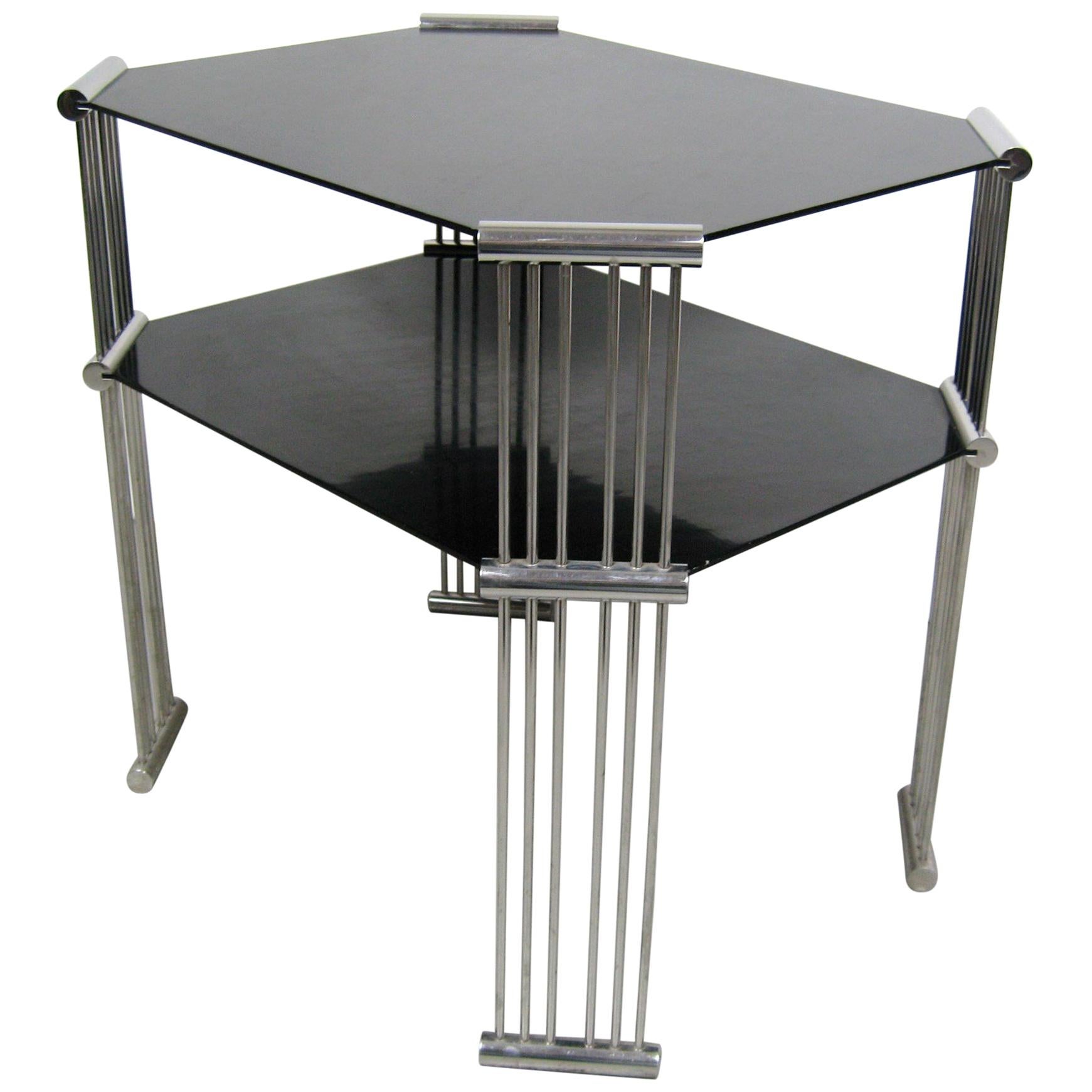 Machine Age Bauhaus Tubular Chrome Two-Tier Table by Alfons Bach at 1stDibs