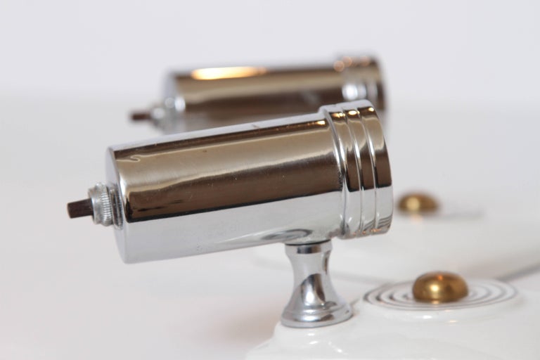 Pair of Machine Age Art Deco Efcolite Skyscraper Sconces by Walter Von ...