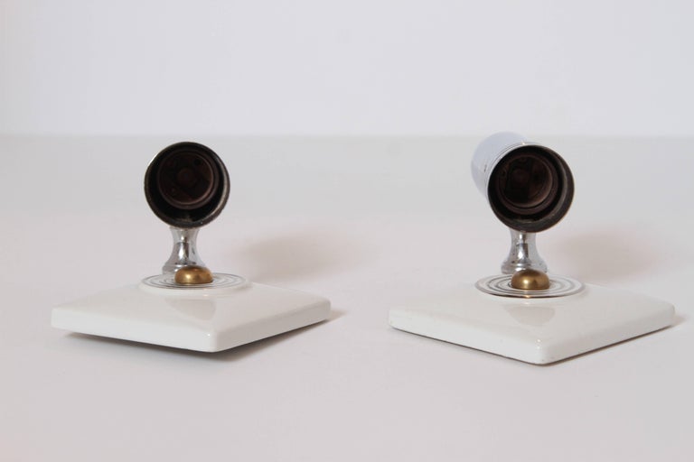 Pair of Machine Age Art Deco Efcolite Skyscraper Sconces by Walter Von ...