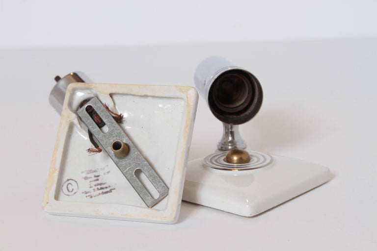 Pair of Machine Age Art Deco Efcolite Skyscraper Sconces by Walter Von ...