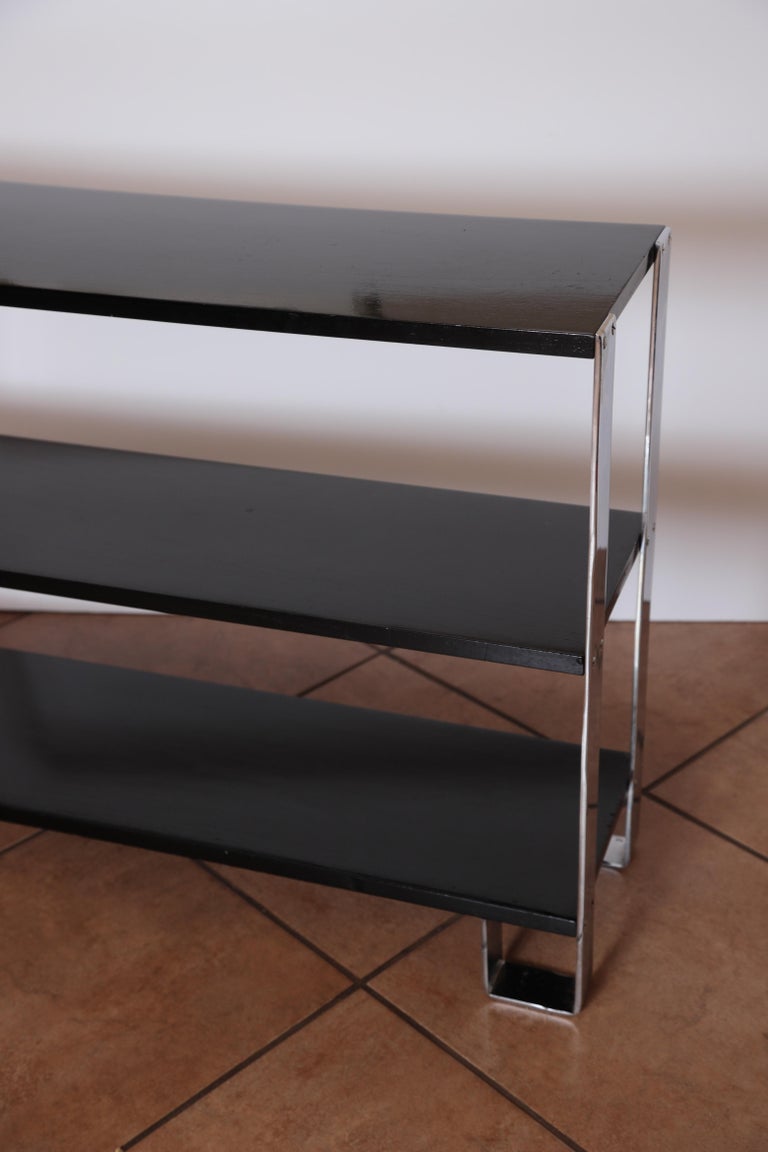 Machine Age Art Deco Flat, Band Chrome Shelf, in the Manner of Donald ...