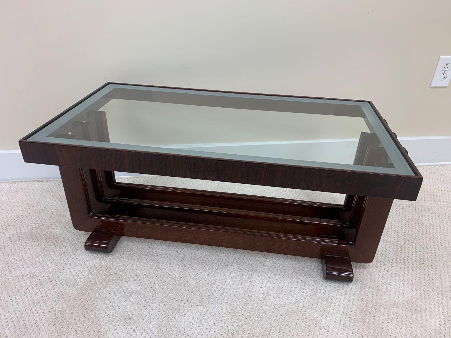 Machine Age Art Deco Glass Top Rosewood Veneer Cocktail Table, Circa ...