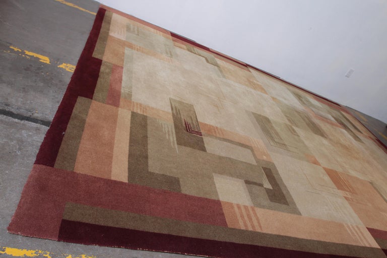 Machine Age Art Deco Jazz Age, Broadloom Geometric Carpet Rug at 1stDibs