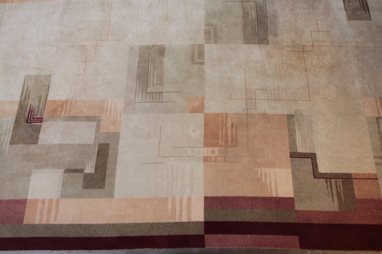 Machine Age Art Deco Jazz Age, Broadloom Geometric Carpet Rug at 1stDibs