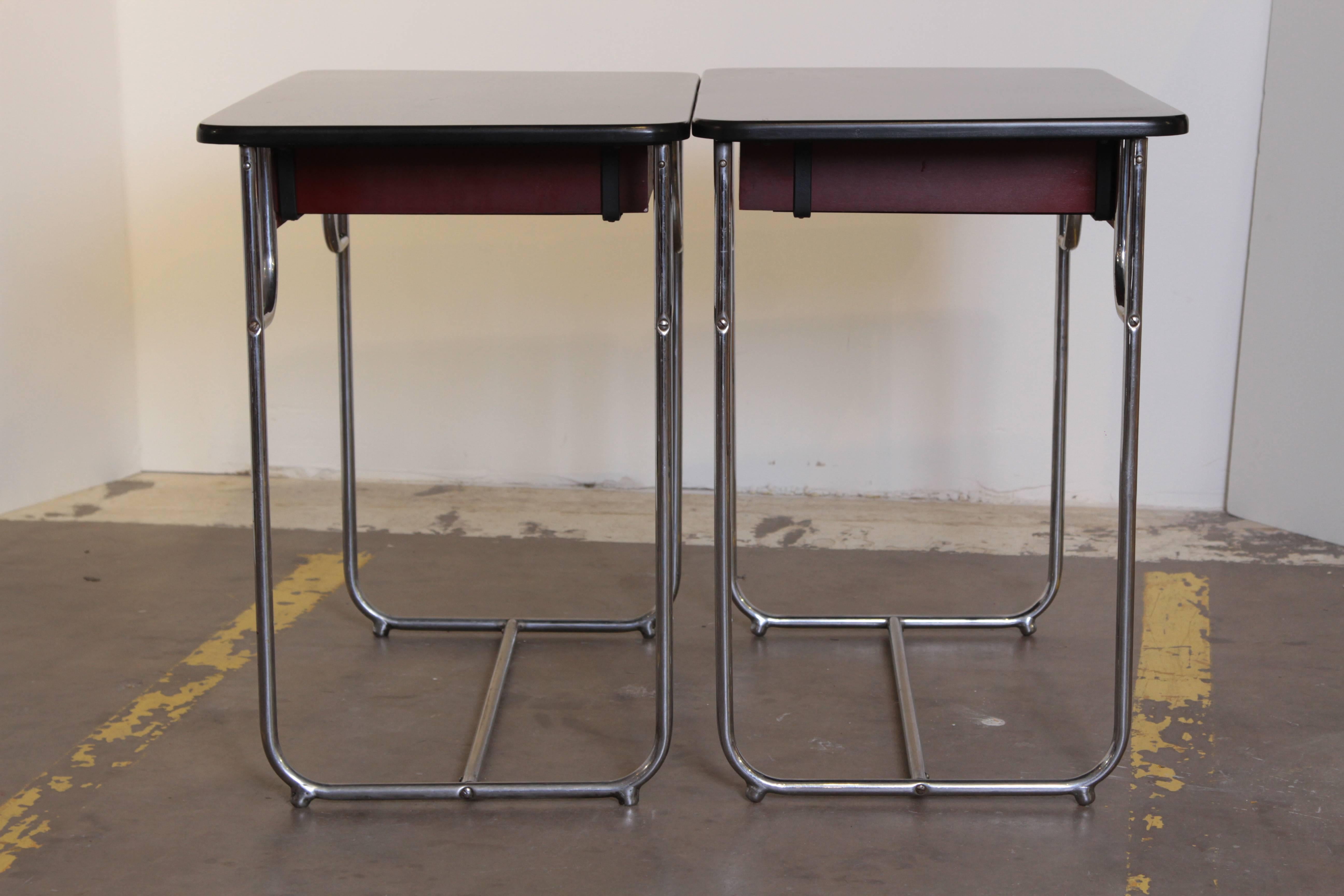 Machine Age Art Deco Lloyd Chromium Furniture Desk Set, Two Desks / Two ...