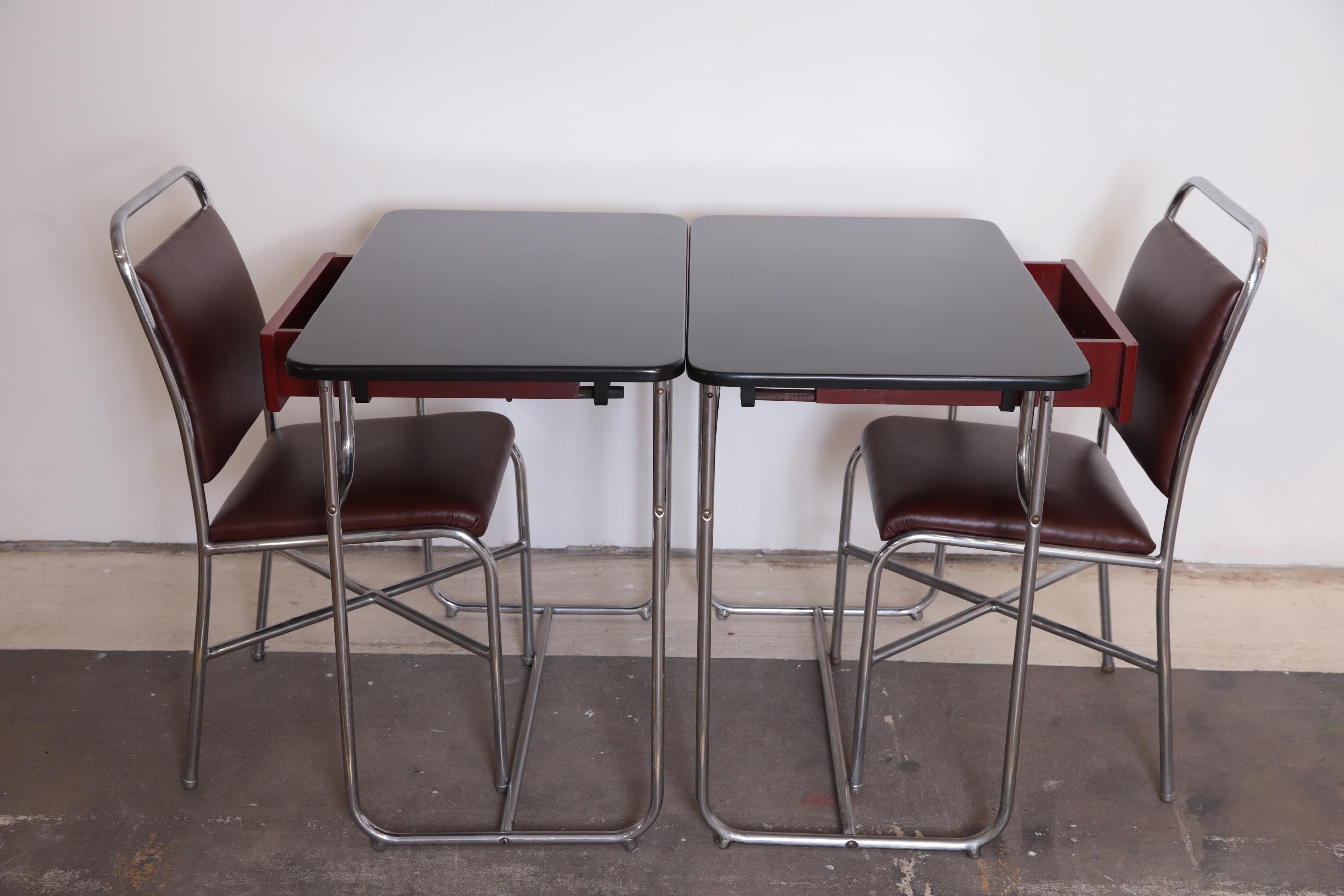 Machine Age Art Deco Lloyd Chromium Furniture Desk Set, Two Desks / Two ...