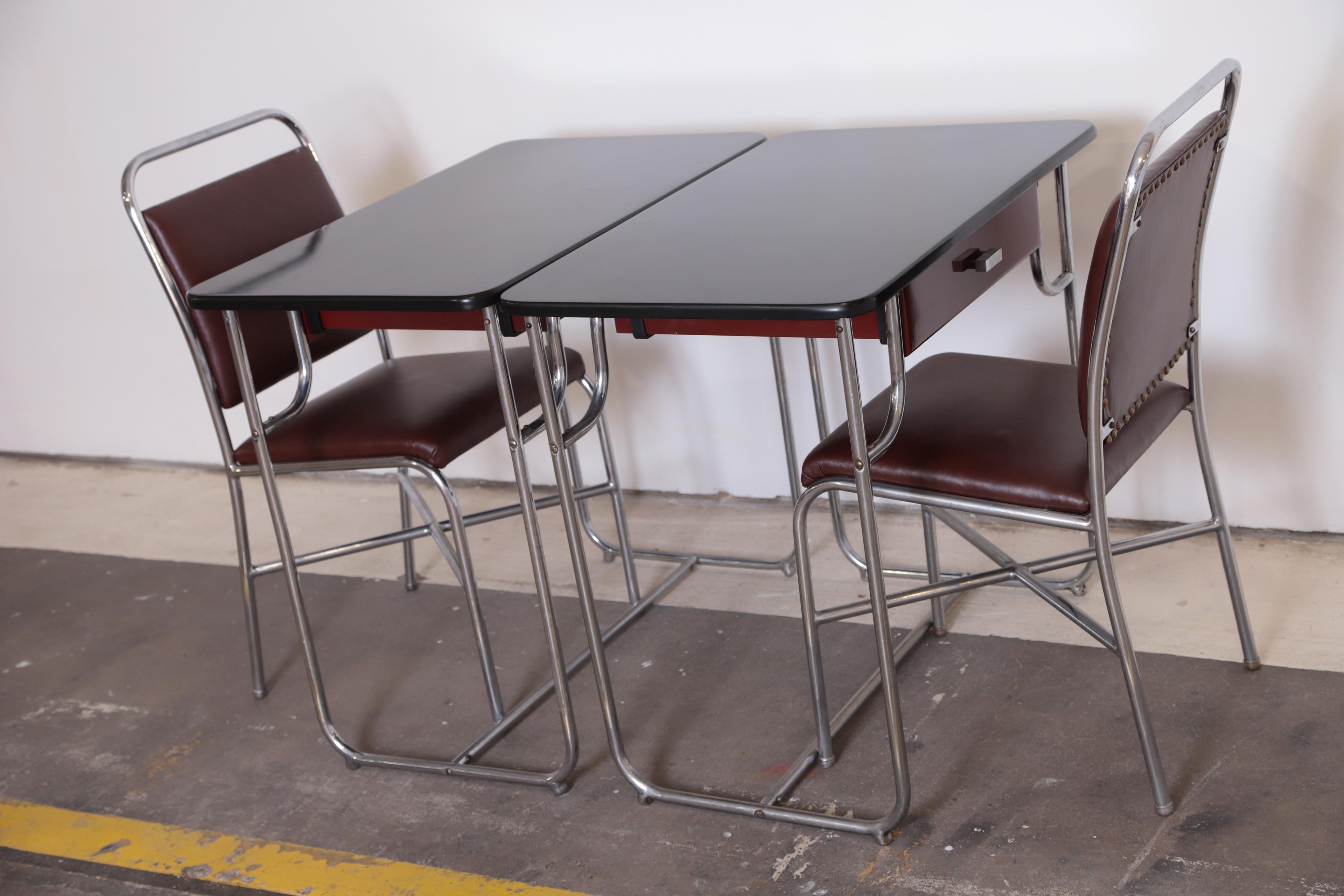 Machine Age Art Deco Lloyd Chromium Furniture Desk Set, Two Desks / Two ...