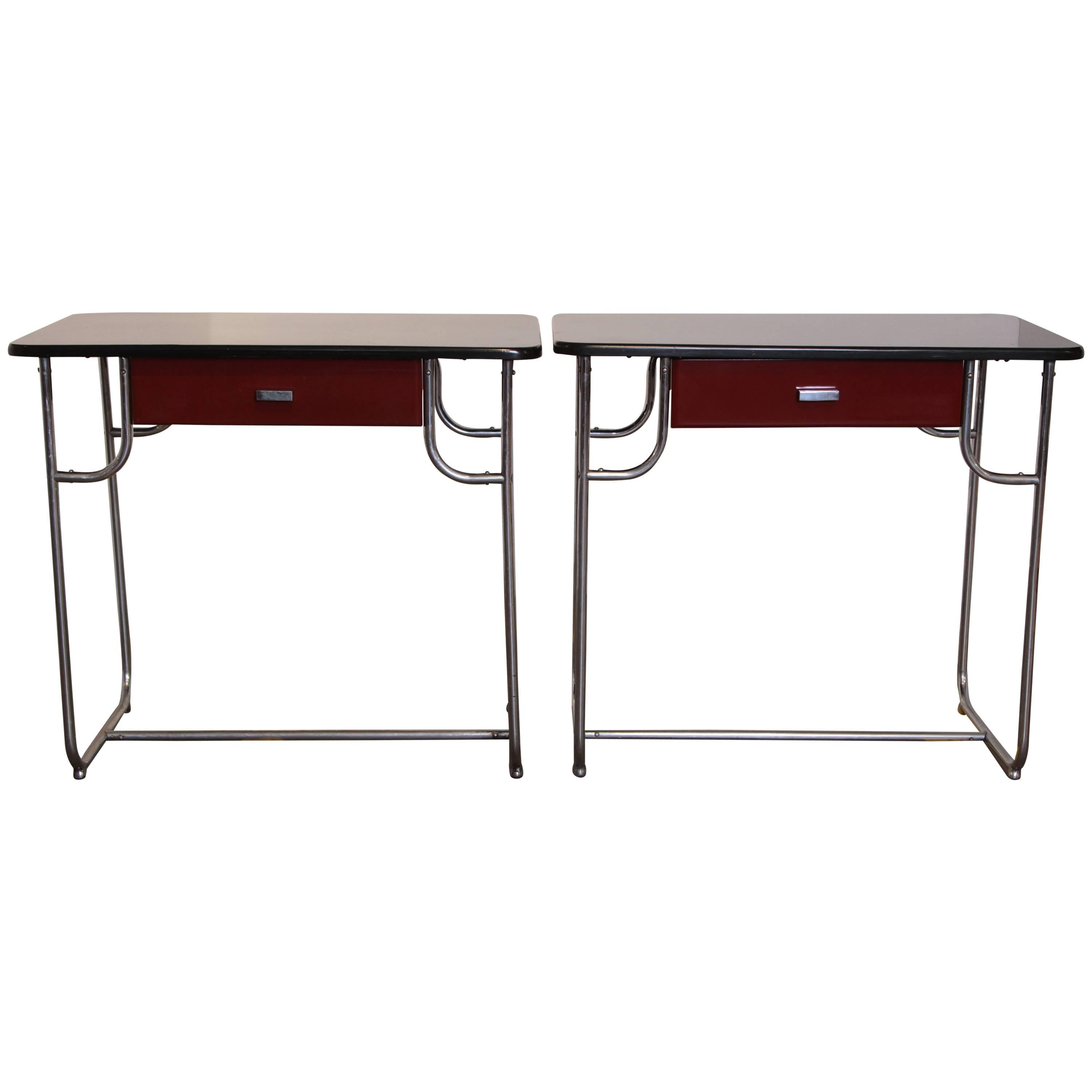 Machine Age Art Deco Lloyd Chromium Furniture Desk Set, Two Desks / Two ...