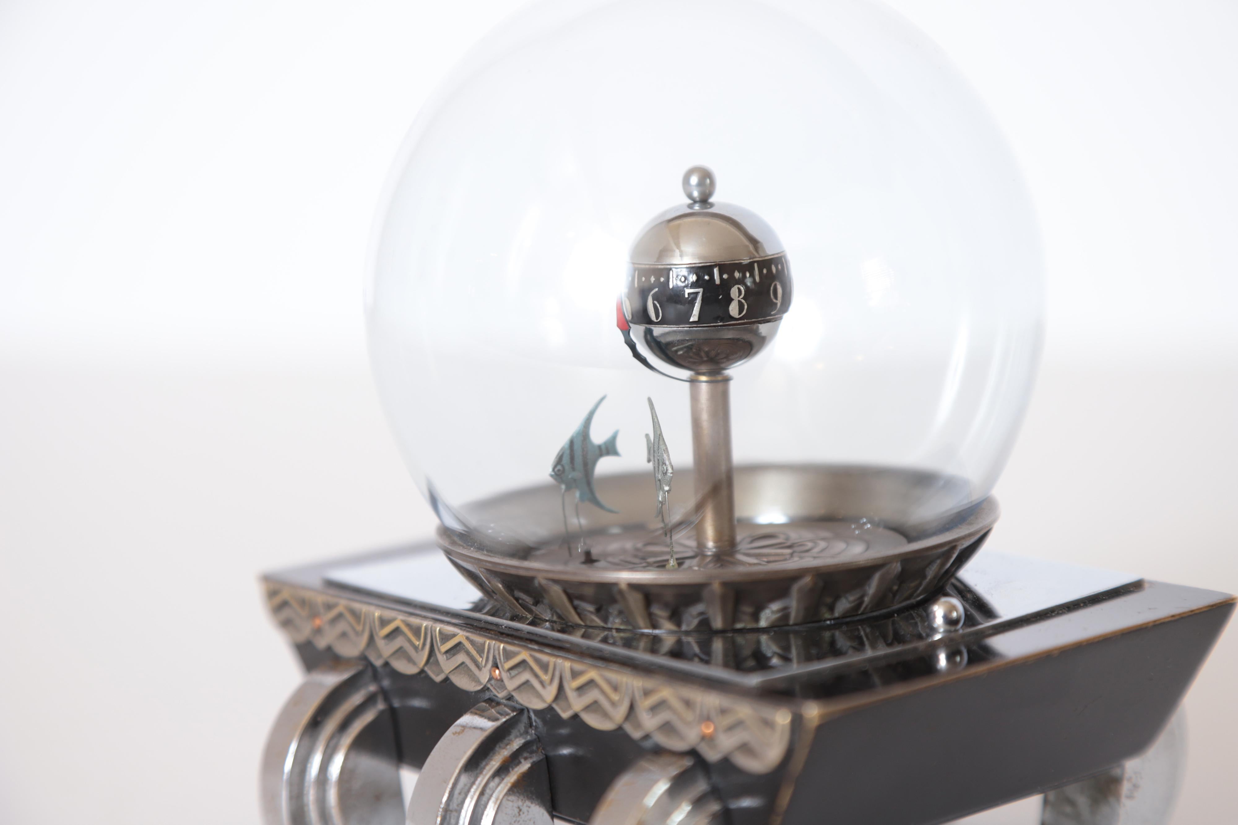 Machine Age Art Deco Modernist Japanese Koi "Fishglobe" Clock Occupied ...