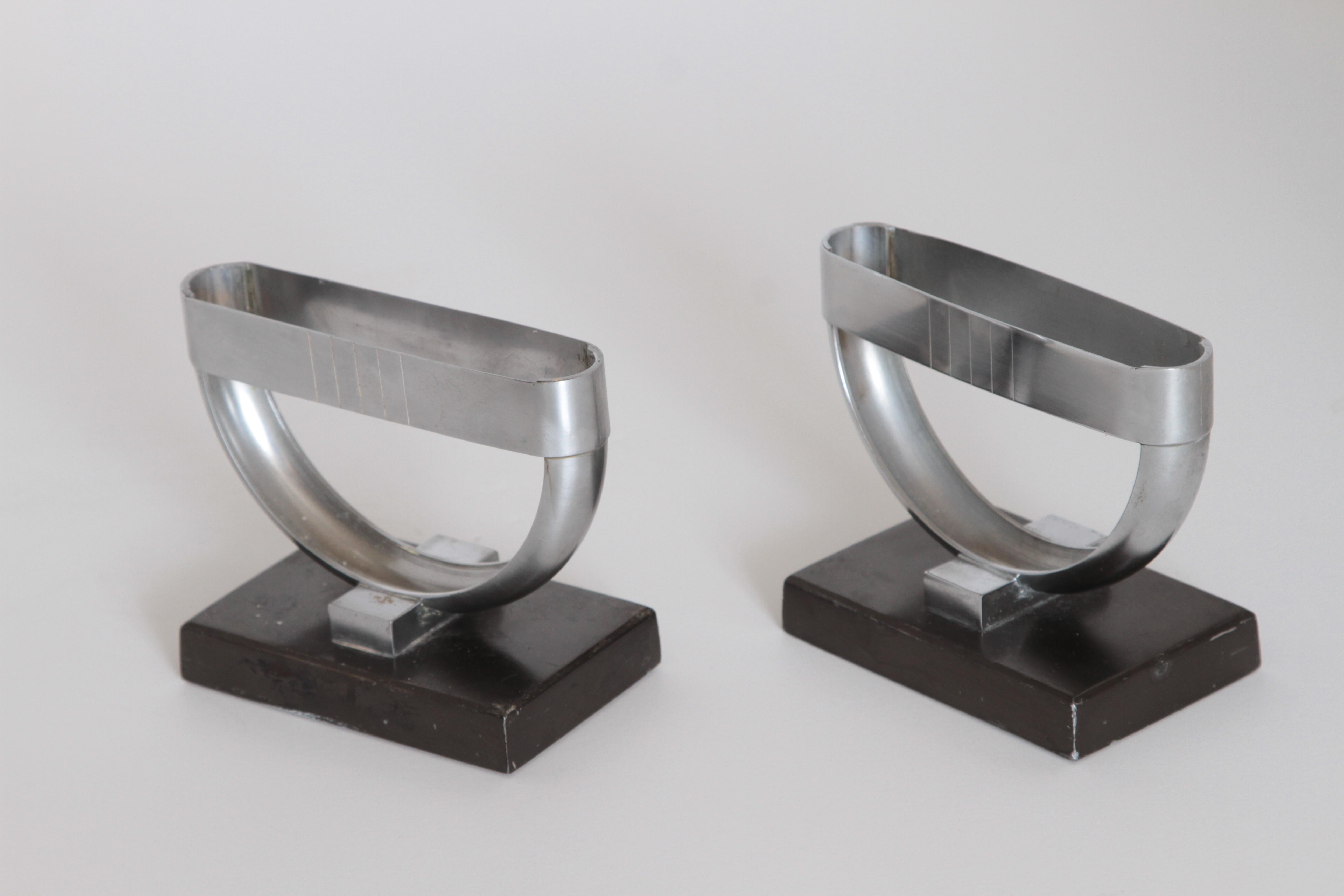 Machine Age Art Deco Norman Bel Geddes Pair Revere Crescent Candlestick ...