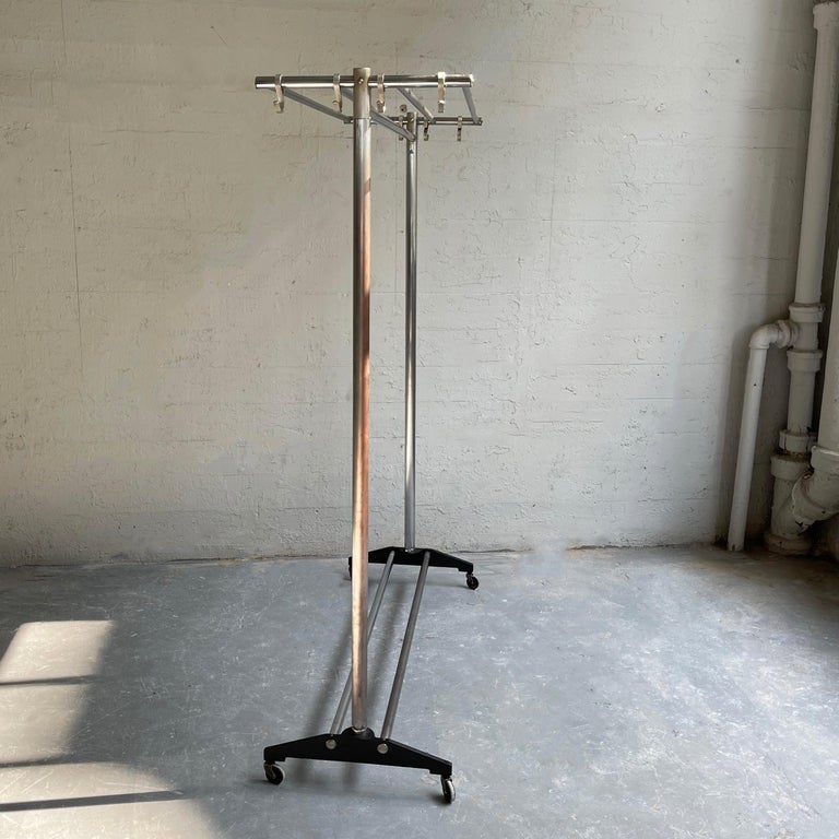 Machine-Age Rolling Chrome Garment Rack For Sale at 1stDibs