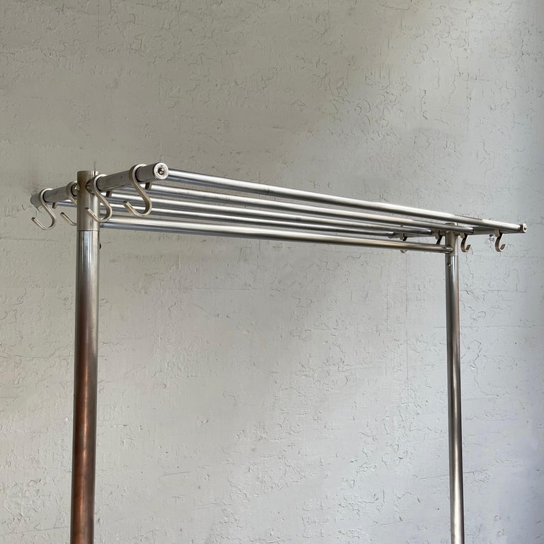 Machine-Age Rolling Chrome Garment Rack For Sale at 1stDibs