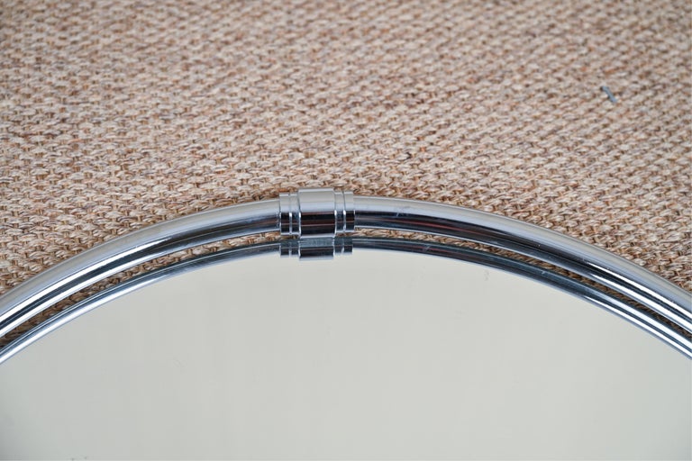 Machine Age-Style Contemporary Round Chrome Frame Mirror For Sale at ...
