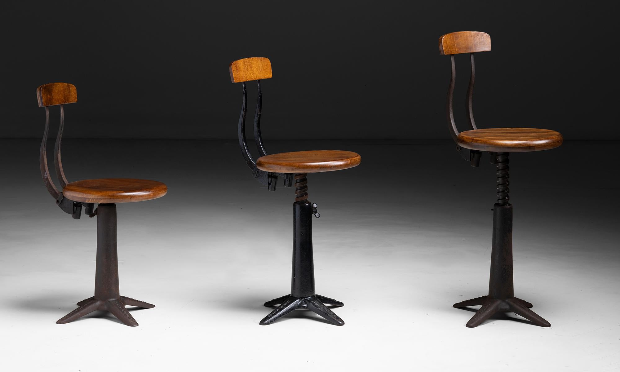Machinist Factory Chairs by Singer, England circa 1920 For Sale at 1stDibs