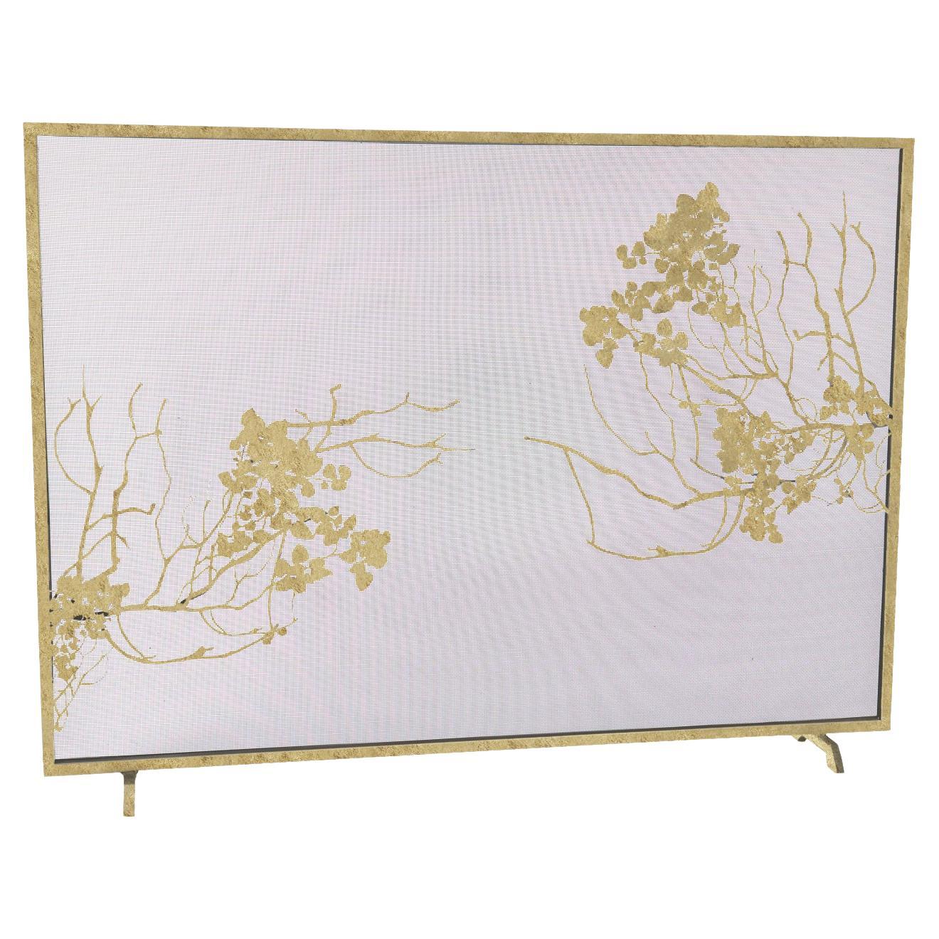 Tapestry Fireplace Screen in a Brilliant Gold Finish For Sale at 1stDibs