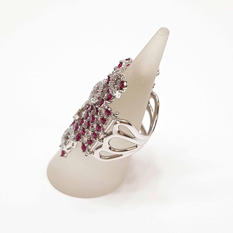 Made in Italy Flexible Ruby Diamond White Gold Ring For Sale at 1stDibs