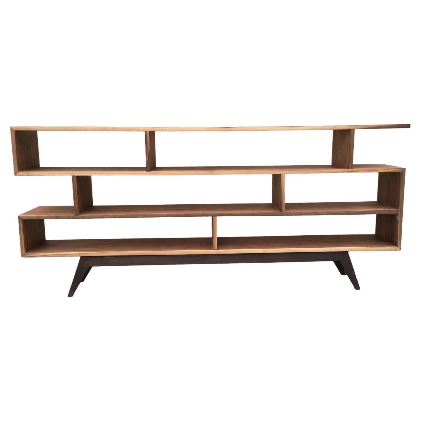 Made To Order Staggered Bookshelf- Deep Walnut For Sale at 1stDibs