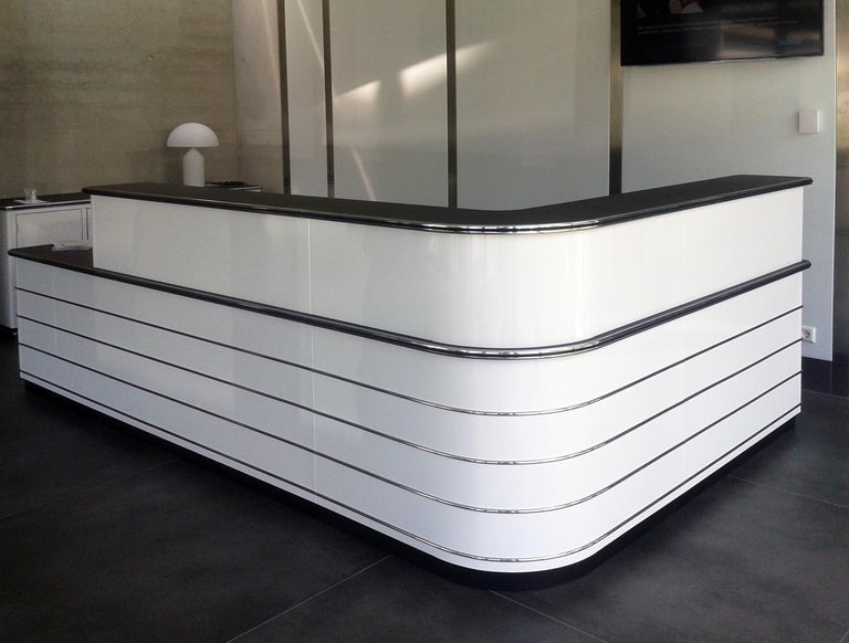 Made to Order Reception Counter in Lacquered Metal With Rounded Corners ...