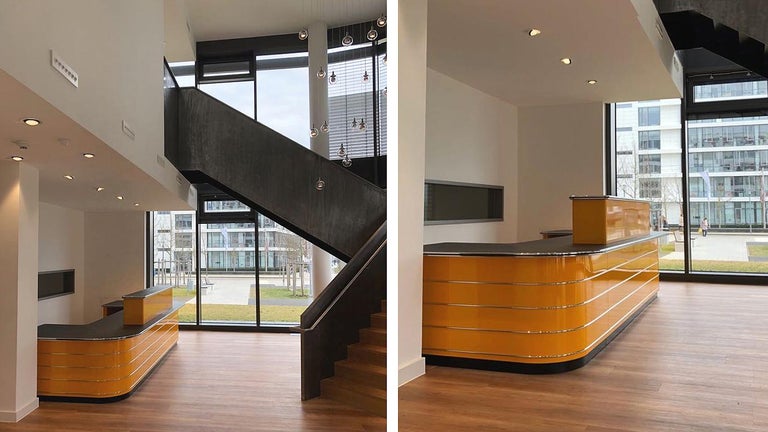 Made to Order Reception Counter in Lacquered Metal With Rounded Corners ...