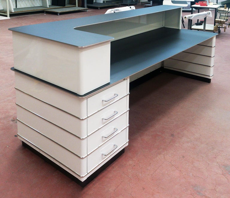 Made to Order Reception Counter in Lacquered Metal With Rounded Corners ...