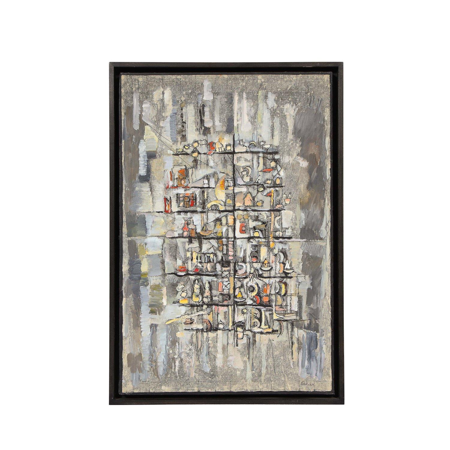 Marilyn Levin - Stunning Modernist Oil on Canvas Abstract Triptych ...