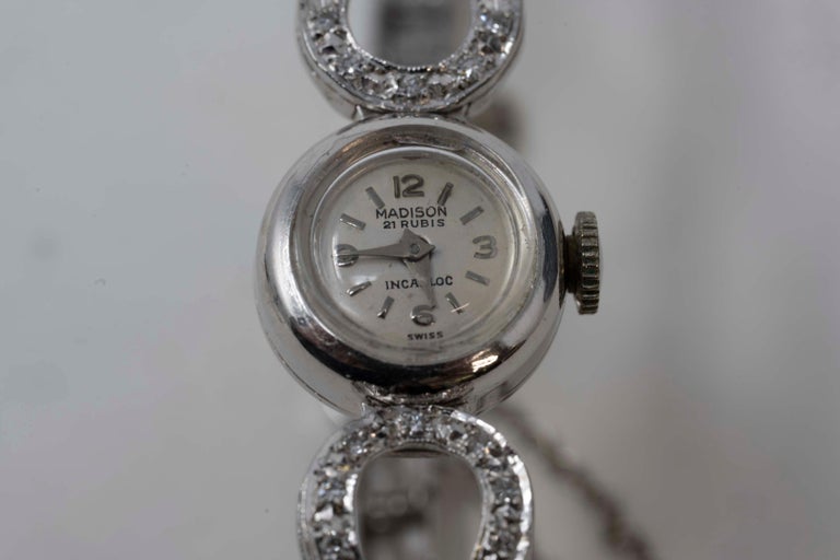 Madison 21 Ruby 14k White Gold Ladies Watch For Sale at 1stDibs