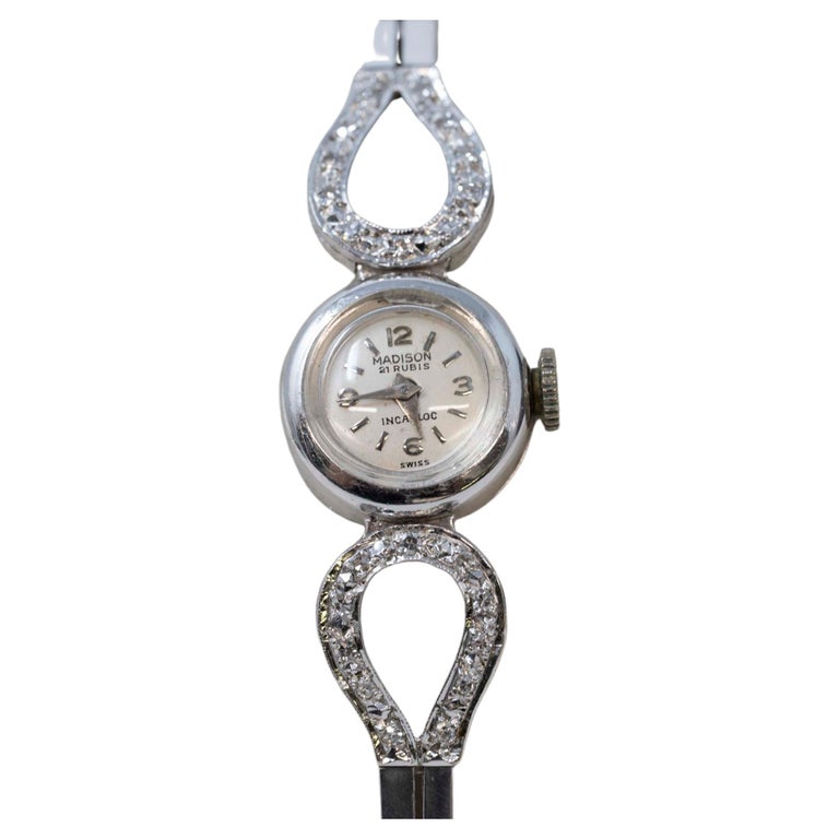 Madison 21 Ruby 14k White Gold Ladies Watch For Sale at 1stDibs