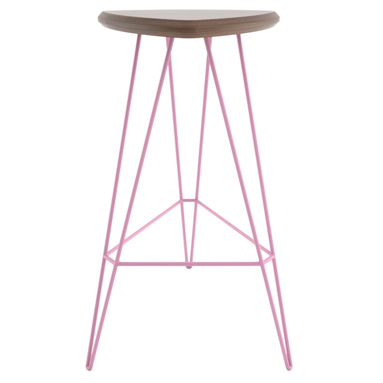 Madison Bar Stool Walnut Pink For Sale at 1stDibs