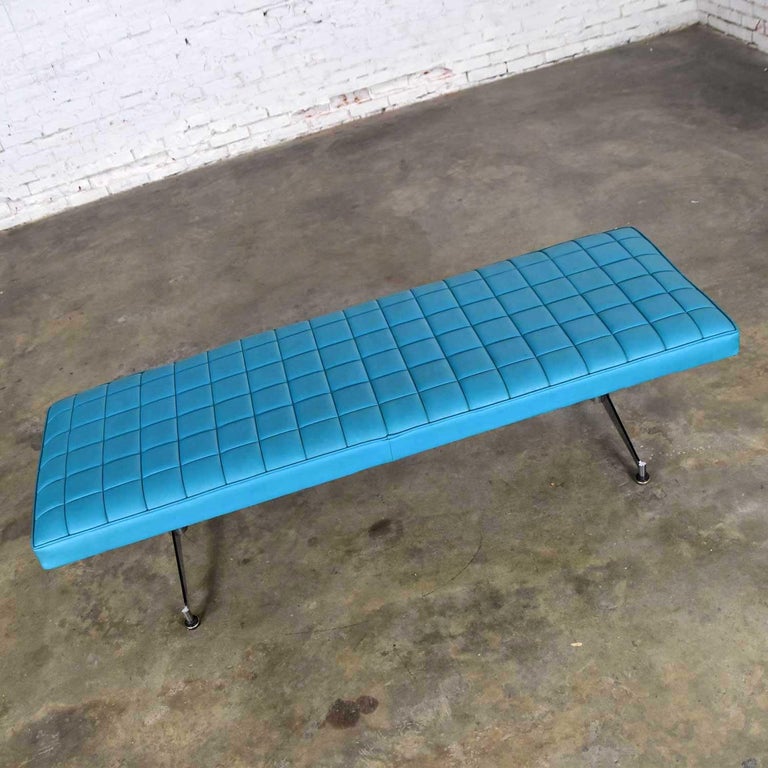 Madison Furn. Vinyl Faux Leather Turquoise Chrome Bench Daybed Style A ...