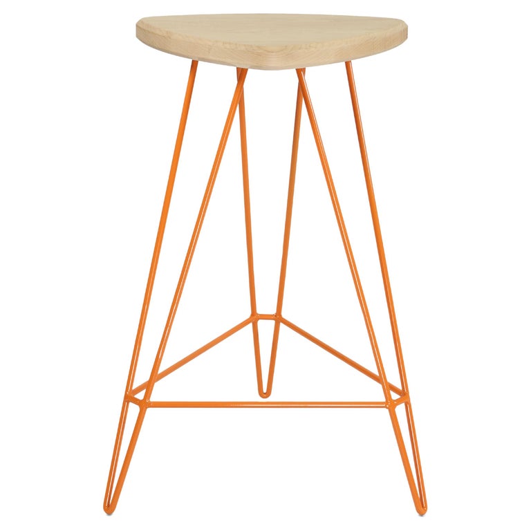 Madison Hairpin Counter Stool Maple Orange For Sale at 1stDibs