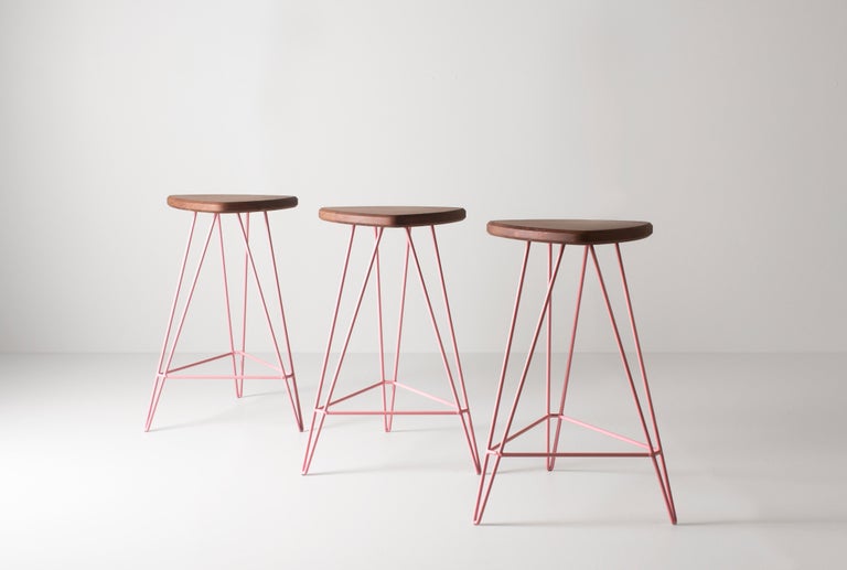 Madison Hairpin Counter Stool Walnut Pink For Sale at 1stDibs