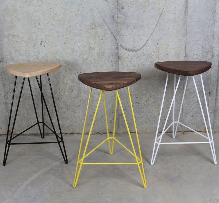 Madison Hairpin Counter Stool Walnut Yellow For Sale at 1stDibs