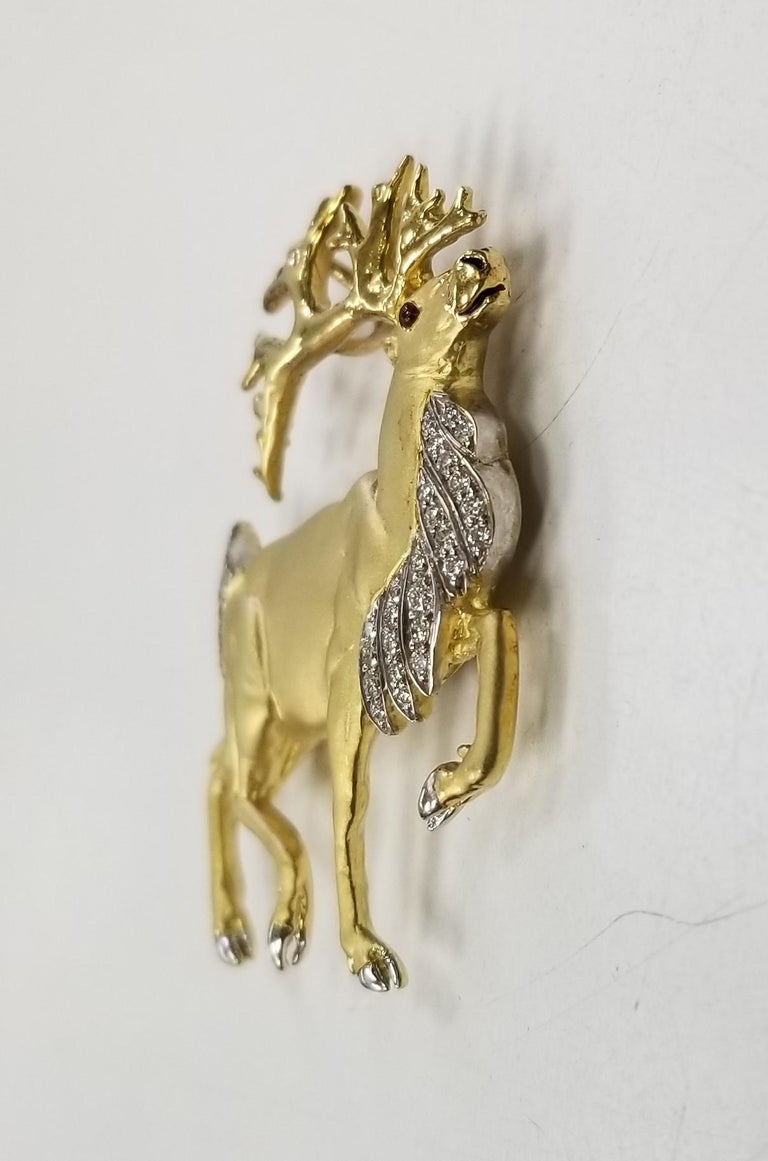 Madleine Kay 18k Yellow Gold "Caribou/Reindeer Head" pin and pendant ...