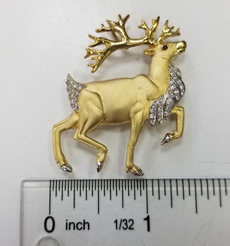Madleine Kay 18k Yellow Gold "Caribou/Reindeer Head" pin and pendant ...