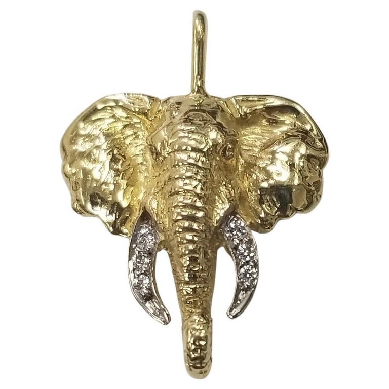 Madleine Kay 18k Yellow Gold "Elephant Head" with Diamond Tusks For ...