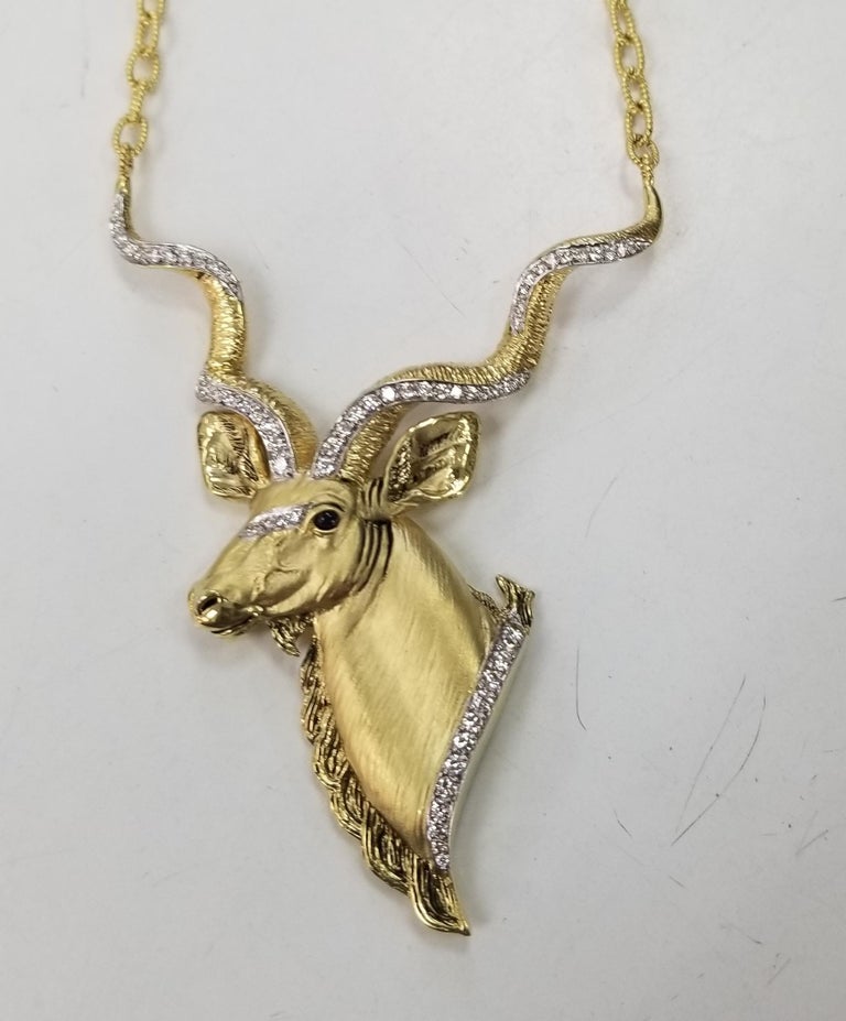 Madleine Kay 18k Yellow Gold "Kudu Head" with Diamonds Paved and ...