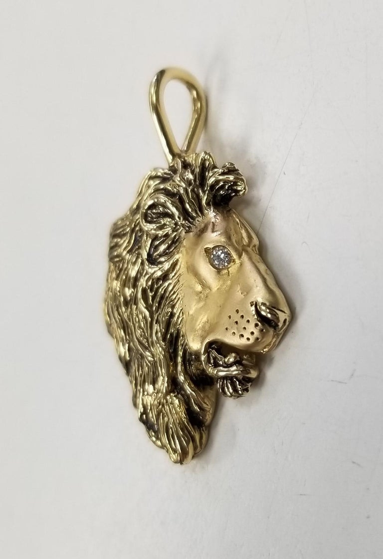 Madleine Kay 14k Yellow Gold "Medium Lion Head" Pendant with Diamond ...