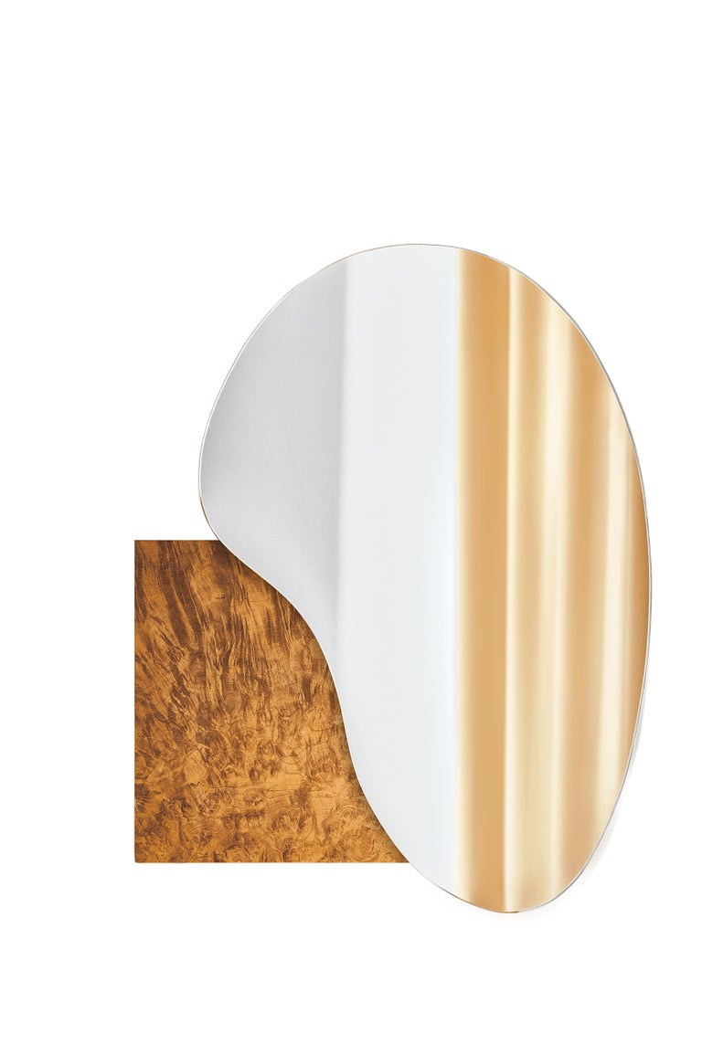 Madrone Wood Veneer Lake Mirror 4 by NOOM For Sale at 1stDibs