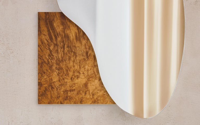 Madrone Wood Veneer Lake Mirror 4 by NOOM For Sale at 1stDibs