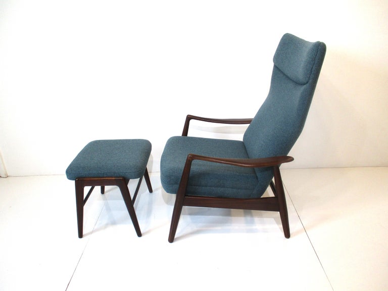 Madsen and Schubell Reclining Lounge Chair w/ Otto for Povl Dinesen at ...