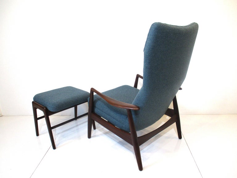 Madsen and Schubell Reclining Lounge Chair w/ Otto for Povl Dinesen at ...