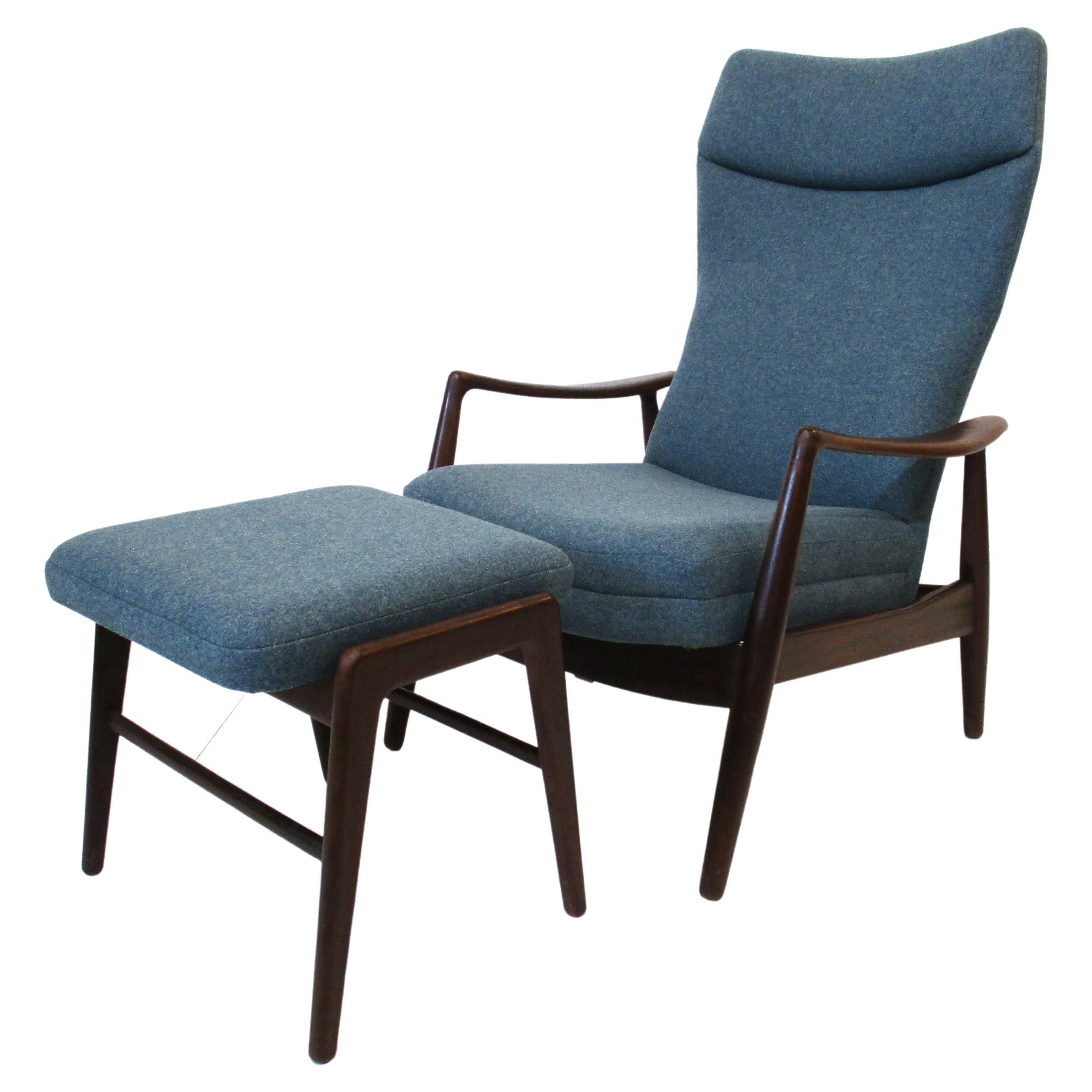 Madsen and Schubell Reclining Lounge Chair w/ Otto for Povl Dinesen at ...