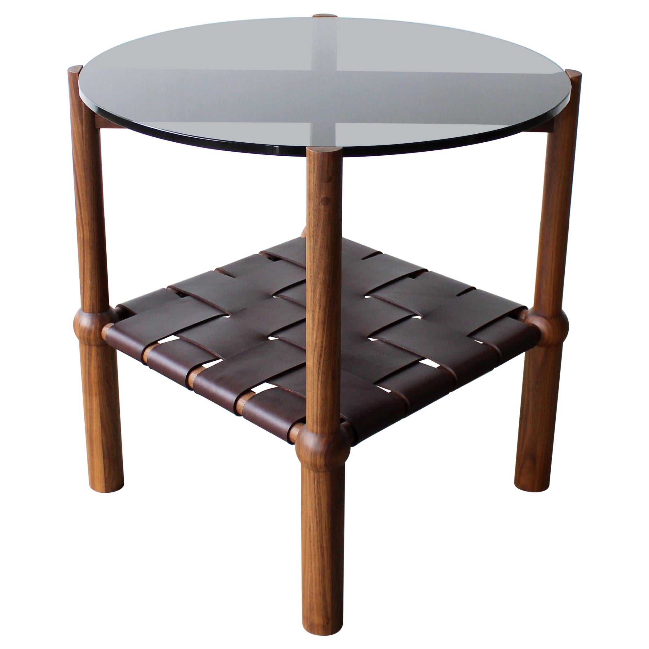 "Candy" Side Table in Leather and Charred Wood by Artist Florian Roeper ...